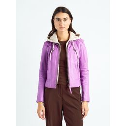 Lederjacke Maze "42021133", Damen, Gr. M, lila (lila lila), Obermaterial: 100% Lammleder; Innenfutter: 100% Polyester; Kapuze: 55% Baumwolle, 45% Polyester, Jacken