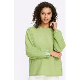 Sweatshirt Heine, Damen, Gr. 34, pistazie, 82% Baumwolle, 18% Polyester, gemustert, unifarben, Rundhals, Sweatshirts Sweatshirt