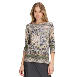 3/4-Arm-Shirt Betty Barclay "Damen mit U-Boot-Ausschnitt", Damen, Gr. 36, grau (grau, beige), Jersey, Obermaterial: 50% Baumwolle, 50% Modal, tailliert normal, U-Boot-Ausschnitt, Shirts 3/4-Arm-Shirt
