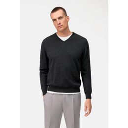 Strickpullover OLYMP "OLYMP Casual Strick", Jungen, Gr. 3XL, graphit, 100% Schurwolle, Pullover Strickpullover