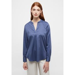 Longbluse Eterna "LOOSE FIT", Damen, Gr. 36, blau (indigo), 95% Baumwolle, 5% Elasthan, Blusen Longbluse, EASY IRON (b&uuml;gelleicht)