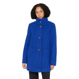 AMBER & JUNE Kurzjacke AMBER & JUNE "Damen mit Stehkragen", Damen, Gr. 46, bright blau melange, Obermaterial: 50% Polyester, 47% Wolle, 3% diverse Faserarten; Futter: 100% Polyester, gerade, Jacken Kurzjacke