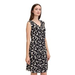 Druckkleid Cartoon "Damen ohne Arm", Damen, Gr. 38, Normalgr&ouml;&szlig;en, schwarz-wei&szlig; (wei&szlig;, schwarz), Obermaterial: 95% Polyester, 05% Elasthan; Futter: 95% Viskose, 5% Elasthan, tailliert kurz, V-Ausschnitt, Kleider Druckkleid