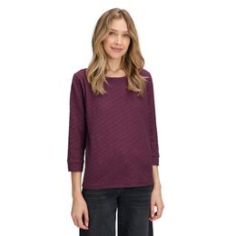BETTY & CO 3/4-Arm-Shirt BETTY & CO "Damen mit Rundhalsausschnitt", Damen, Gr. S, lila (schwarz aubergine), Obermaterial: 80% Baumwolle, 17% Polyester, 3% Elasthan, gerade normal, Rundhals, Shirts 3/4-Arm-Shirt