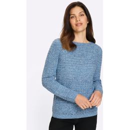 Strickpullover Classic Basics "Ajour-Pullover", Damen, Gr. 48, aqua, ecru, meliert, 100% Polyacryl, meliert, Pullover Strickpullover