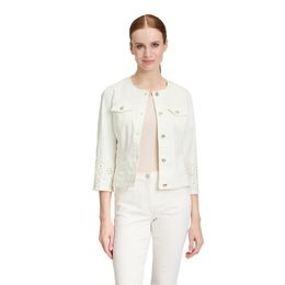 Jackenblazer Betty Barclay "Damen mit 3/4 Arm", Damen, Gr. 42, wei&szlig; (rohwei&szlig;), Obermaterial: 92% Baumwolle, 6% Elastomultiester, 2% Elasthan, sehr schmal normal, Rundhals, Blazer, Lochstickerei