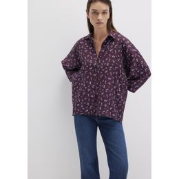 Langarmbluse Mavi "LONG SLEEVE SHIRT", Damen, Gr. M, winetasting floral print, 100% Viskose, Jacquardmuster, oversize normal, eng 1-Knopf-Manschette, Blusen, Print Bluse