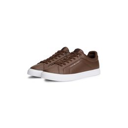 Sneaker Tommy Hilfiger "ICON COURT LIGHT PREMIUM", Damen, Gr. 41, dunkelbraun, Leder, Lederimitat, Schuhe Sneaker, Schn&uuml;rschuh, Freizeitschuh, Halbschuh mit Ziern&auml;hten