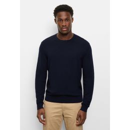 Strickpullover OLYMP "OLYMP Casual Strick", Herren, Gr. M, marine, 100% Schurwolle, Pullover Strickpullover