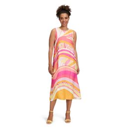 Sommerkleid Betty Barclay "Damen mit Rundhalsausschnitt", Damen, Gr. 44, Normalgr&ouml;&szlig;en, gelb (ros&eacute;, gelb), Obermaterial: 100% Viskose, figurumspielend lang, Rundhals, Kleider Sommerkleid, Druck