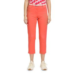 Stoffhose Betty Barclay "Damen mit Gürtel", Damen, Gr. 34, Normalgrößen, rot (hot coral), Obermaterial: 97% Baumwolle, 3% Elasthan, Basic, slim fit 3/4-Länge, Hosen Stoffhose, Mit Gürtel
