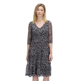 Sommerkleid Vera Mont "Damen mit Stufen", Damen, Gr. 42, Normalgr&ouml;&szlig;en, schwarz (grau, schwarz), Mesh, Obermaterial: 95% Polyester, 5% Elasthan; Futter: 100% Polyester, tailliert kurz, V-Ausschnitt, Kleider Sommerkleid