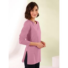 Langarmshirt Classic Basics "Longshirt", Damen, Gr. 44, rosa (altrosa), 100% Baumwolle, unifarben, Rundhals, Shirts Langarmshirt