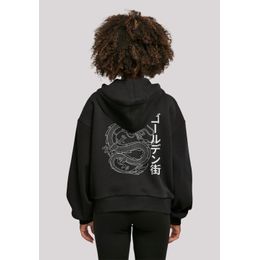 Kapuzenpullover F4NT4STIC "Drache Golden Gai", Damen, Gr. 5XL, schwarz, Obermaterial: 100% Baumwolle, oversize, Pullover Kapuzenpullover, Print
