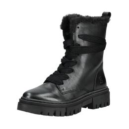 Schn&uuml;rstiefelette Bagatt "Bagatt Stiefelette Leder", Damen, Gr. 38, schwarz, Leder, Schuhe Schn&uuml;rstiefelette
