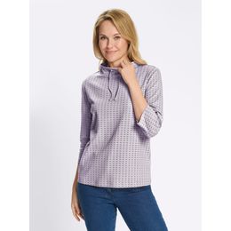 3/4-Arm-Shirt Classic Basics "Sweatshirt", Damen, Gr. 48, flieder, feige, bedruckt, 100% Baumwolle, gemustert, mehrfarbig, Shirts 3/4-Arm-Shirt