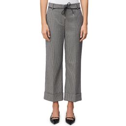 Stoffhose Zero "Damen kariert mit Umschlag", Damen, Gr. 38, Normalgrößen, beigebraun, Web, Obermaterial: 64% Polyester, 34% Viskose, 2% Elasthan, kariert, figurbetont lang, Hosen Stoffhose, Gürtel