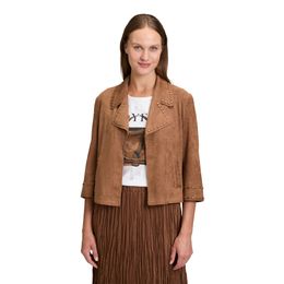 Jackenblazer Betty Barclay "Damen mit Nieten", Damen, Gr. 38, braun (classic nougat), Samt, Obermaterial: 92% Polyester, 8% Elasthan, gerade normal, Blazer