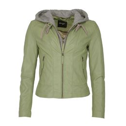 Lederjacke Maze "42021133", Damen, Gr. L, grün (grün dust), Obermaterial: 100% Lammleder; Innenfutter: 100% Polyester; Kapuze: 55% Baumwolle, 45% Polyester, Jacken