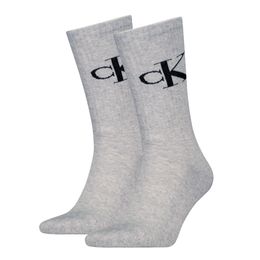 Tennissocken Calvin Klein Jeans "CKJ MEN SOCK MONOGRAM", Herren, Gr. 39-42, grau (light grau melange), Baumwollmischung, normal, Socken Tennissocken, mit verst&auml;rkter Ferse