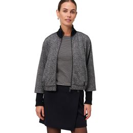 Jackenblazer Zero "Damen Fischgr&auml;t mit Stehkragen", Damen, Gr. 44, grau (schwarzcream), Obermaterial: 53% Polyester, 46% Viskose, 1% Elasthan, figurbetont normal, weit B&uuml;ndchen kontrastfarben, Blazer, weiteres Detail