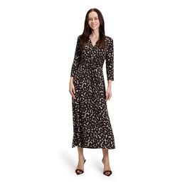 Midikleid Betty Barclay "Damen mit Raffung", Damen, Gr. 38, Normalgr&ouml;&szlig;en, braun (braun, beige), Obermaterial: 95% Polyester, 5% Elasthan, k&ouml;rpernah lang, V-Ausschnitt, Kleider Midikleid