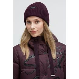 SOCCX Damen Strickm&uuml;tzenight plum, unifarben, Materialmix, M&uuml;tzen, mit breitem Umschlag