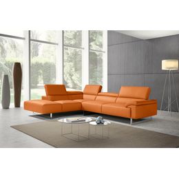 Ecksofa Egoitaliano, B:300cm H:94cm T:107cm, orange, Leder »BULL« (echtes Rindsleder). Geschliffenes, pigmentiertes und behandeltes Rindsleder mit