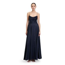 Abendkleid Vera Mont "Damen mit Wasserfallausschnitt", Damen, Gr. 44, Normalgr&ouml;&szlig;en, blau (night sky), Satin, Obermaterial: 97% Polyester, 3% Elasthan; Futter: 100% Polyester, figurumspielend lang, Wasserfallausschnitt, Kleider Abendkleid, Material