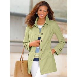 Langjacke Casual Looks, Damen, Gr. 48, gr&uuml;n (lindgr&uuml;n), 64% Baumwolle, 36% Polyamid, unifarben, Jacken Langjacke