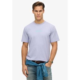 Rundhalsshirt Superdry "CORE LOGO CITY T SHIRT", Herren, Gr. M, lila (city lila), Single Jersey, Obermaterial: 100% Baumwolle, bedruckt, loose fit normal, Rundhals, Shirts Rundhalsshirt