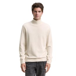 Tom Tailor Herren Rollkragenpulloversoft buttercream melange, Gr. XXL, unifarben, Strick, Obermaterial: 100% Baumwolle, Pullover, im Strick-Design