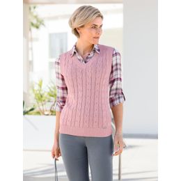 Pullunder Casual Looks "Pullunder", Damen, Gr. 48, rosa (rosenholz, ecru, meliert), 55% Baumwolle, 45% Viskose, meliert, Pullover Pullunder