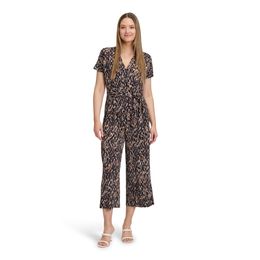 Overall Betty Barclay "Damen mit Eingrifftaschen", Damen, Gr. 46, Normalgr&ouml;&szlig;en, blau (dunkelblau, braun), Jersey, Obermaterial: 94% Polyester, 6% Elasthan, figurumspielend, V-Ausschnitt, Overalls Overall