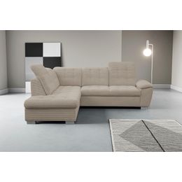 Ecksofa WERK2, B:265cm H:103cm T:215cmbeige, 90% Polyester, 10% Nylon, Wohnzimmer, Sofas, "Bonny inkl. Kopfteilverstellung, Bettfunktion, Stauraum,