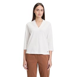 BETTY & CO 3/4-Arm-Shirt BETTY & CO "Damen mit V-Ausschnitt", Damen, Gr. S, wei&szlig; (rohwei&szlig;), Obermaterial: 55% Polyester, 42% Baumwolle, 3% Elasthan, gerade normal, V-Ausschnitt, Shirts 3/4-Arm-Shirt