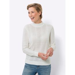 Stehkragenpullover Classic Basics "Stehkragen-Pullover", Damen, Gr. 46, beige (ecru), 100% Polyacryl, unifarben, Pullover Stehkragenpullover