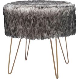 Hocker Kayoom, B:45cm H:45cm T:45cm, schwarz-wei&szlig;, Sitzbezug: 100% Polyester Korpus: MDF Gestell: 100% Eisen, Wohnzimmer, Hocker, "Mio 1, Fellhocker