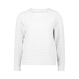 BETTY & CO Sweatshirt BETTY & CO "Damen mit U-Boot-Ausschnitt", Damen, Gr. 36, wei&szlig; (grau, wei&szlig;), Steppware, Obermaterial: 49% Baumwolle, 42% Polyester, 6% Viskose, 3% Elasthan, gerade normal, eckiger Ausschnitt, Sweatshirts Sweatshirt
