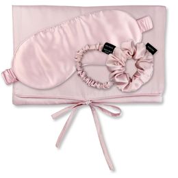 AILORIA Damen Seidentuch "Tasche, Schlafmaske, Scrunchie S & Scrunchie M TRAVEL SET", rosa, Obermaterial: 100% Seide silk., Modetücher