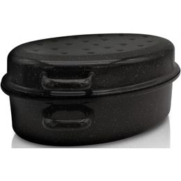 Kr&uuml;ger KR&Uuml;GER Br&auml;ter "Gansbr&auml;ter mit Tropfdeckel", 10 l + H&ouml;he 13,5cm, schwarz, T&ouml;pfe, f&uuml;r Induktions-Kochfelder geeignet