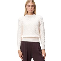 Strickpullover Zero "Damen mit Lochstrickmuster", Damen, Gr. 42, eggnog, Strick, Obermaterial: 38% Polyester, 30% Polyester, 27% Polyamid, 5% Wolle, Strukturmuster, figurumspielend normal, Rundhals, Pullover Strickpullover, Lochmuster