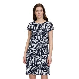 Sommerkleid Betty Barclay "Damen mit U-Boot-Ausschnitt", Damen, Gr. 36, Normalgr&ouml;&szlig;en, blau (dunkelblau, wei&szlig;), Obermaterial: 100% Polyamid; Futter: 100% Polyester, gerade kurz, Rundhals, Kleider Sommerkleid, Druck