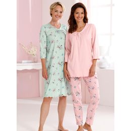 w&auml;schepur Schlafanzug W&Auml;SCHEPUR, Damen, Gr. 40/42, hellros&eacute;, bedruckt, 100% Baumwolle, Homewear-Sets Schlafanzug