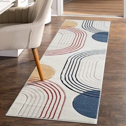 Teppich Carpet City, B:80cm H:11mm L:300cm, bunt, Obermaterial: 100% Polypropylen, Wohnzimmer, Teppiche, "BONITO 7170", Läufer, Flachflor,