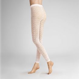 Hudson Damen Feinstrumpfleggings "Leggings Graphic Crochet", Gr. 36, wei&szlig;, Obermaterial: 97% Polyamid PA. 3% Elasthan EL., Strumpfhosen