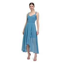 Abendkleid Vera Mont "Damen mit Volant", Damen, Gr. 40, Normalgr&ouml;&szlig;en, lila (shiny blaustone), Chiffon, Obermaterial: 100% Polyester; Futter: 100% Polyester, A-Linie lang, V-Ausschnitt, Kleider Abendkleid, Wickel-Design
