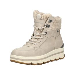 Schn&uuml;rstiefelette Tom Tailor "Tom Tailor Stiefelette Lederimitat/Textil", Damen, Gr. 41, cream, Lederimitat, Textil, Schuhe Schn&uuml;rstiefelette