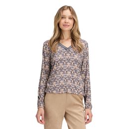 Kurzarmshirt Betty Barclay "Damen mit V-Ausschnitt", Damen, Gr. 36, grau (grau, beige), Jersey, Obermaterial: 95% Viskose, 5% Elasthan, figurumspielend normal, V-Ausschnitt, Shirts