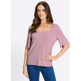 Kurzarmpullover Heine "Pullover", Damen, Gr. 38, ros&eacute;, 70% Viskose, 30% Polyamid, unifarben, Pullover